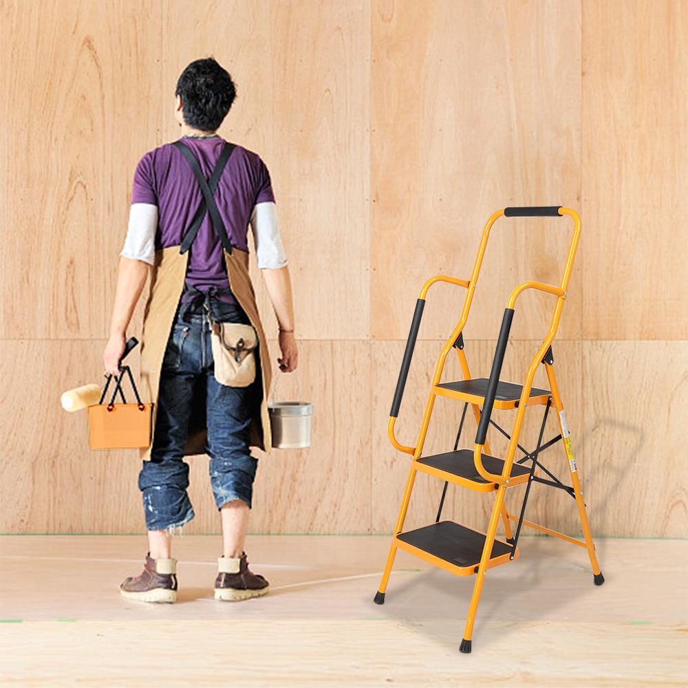 3 4 Step Ladder With Handrail Foldable Safety Anti- Slip suitable for ...