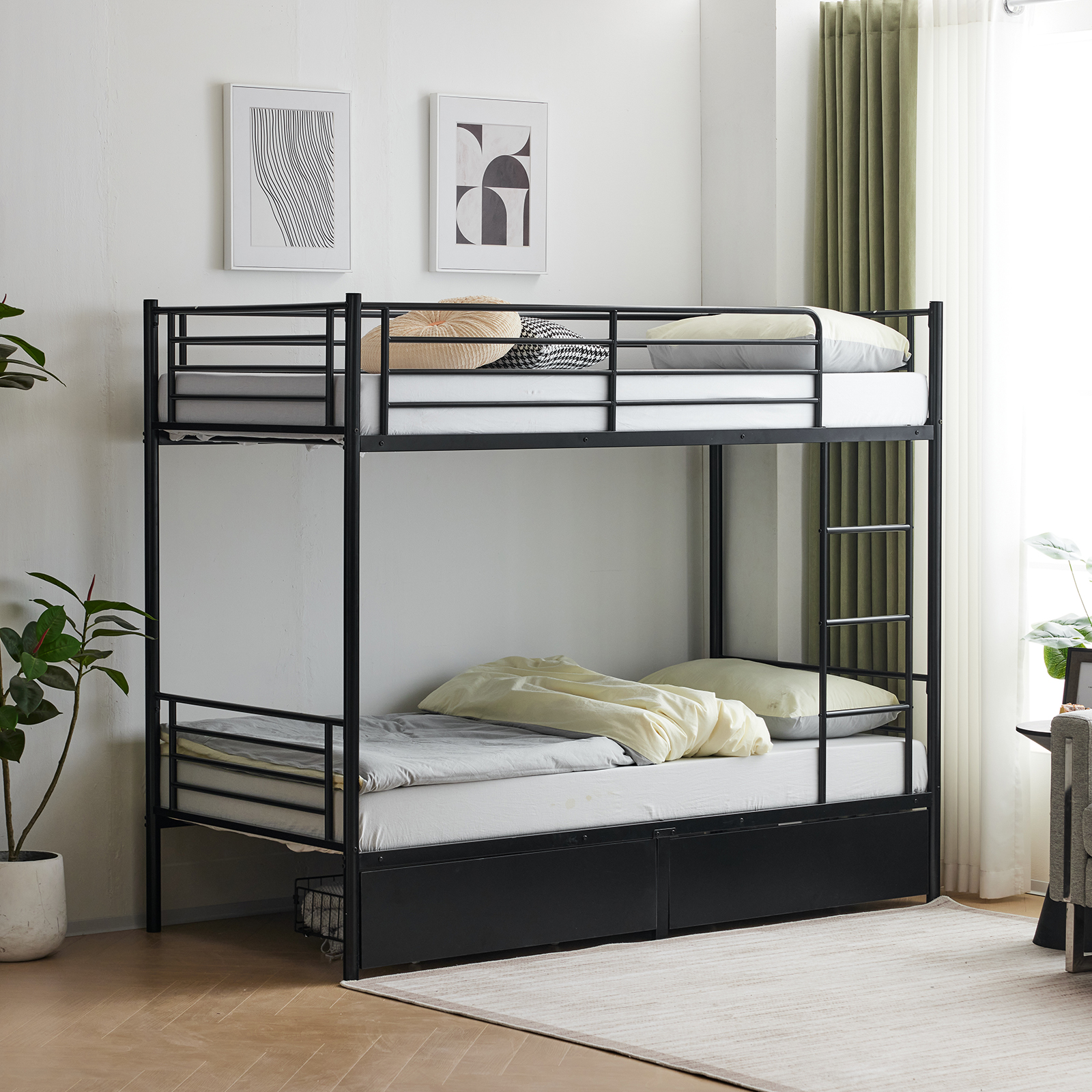 BUNK BED HIGH Sleeper Mental Frame Slats Childrens Kids Single with Two ...