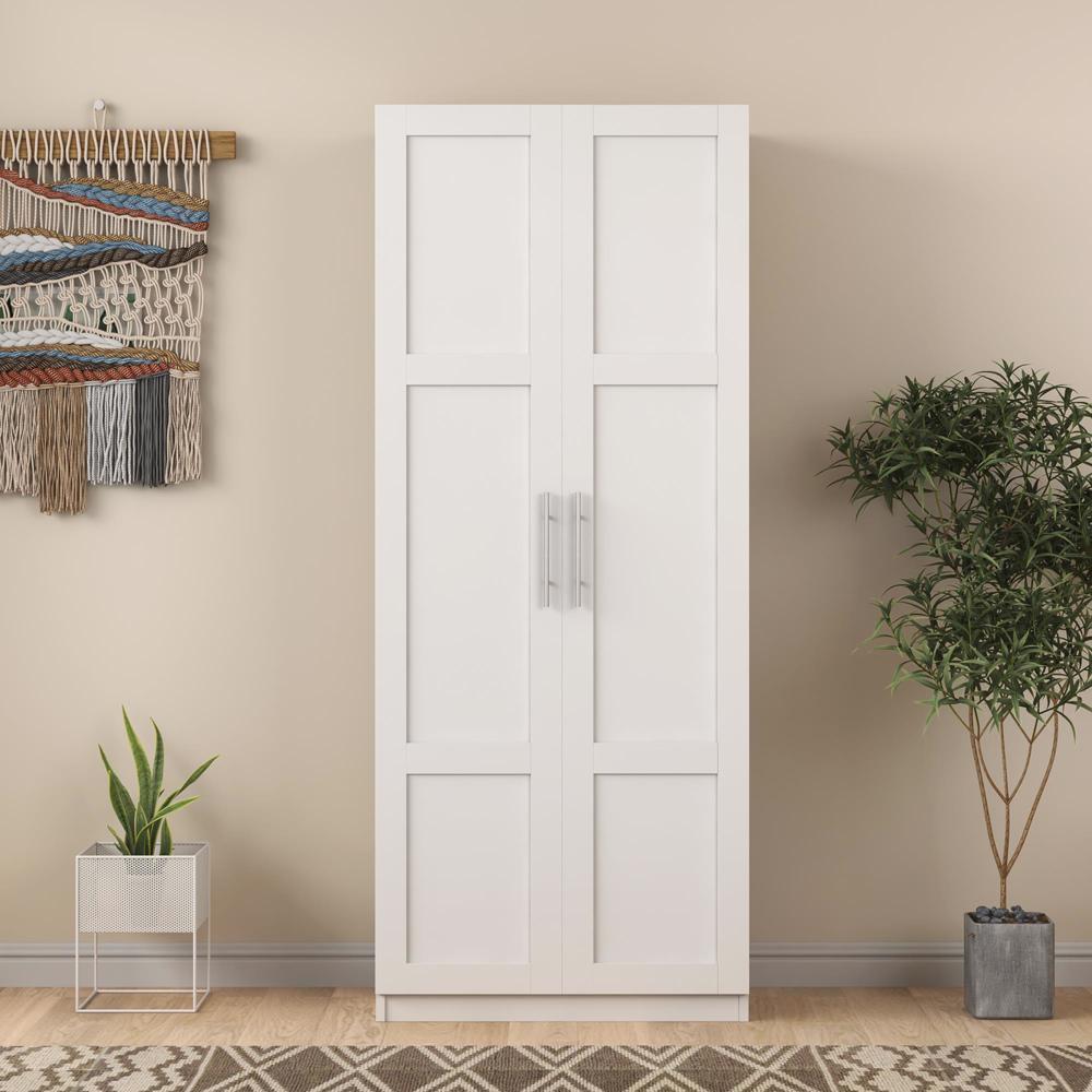 Oak White Particleboard MDF High Wardrobe and Kitchen Cabinet w Door Storage