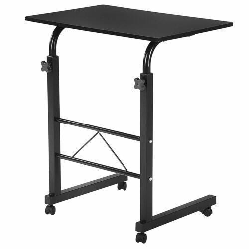 Laptop Rolling Desk Adjustable Height Portable Caster Cart Bed Side ...