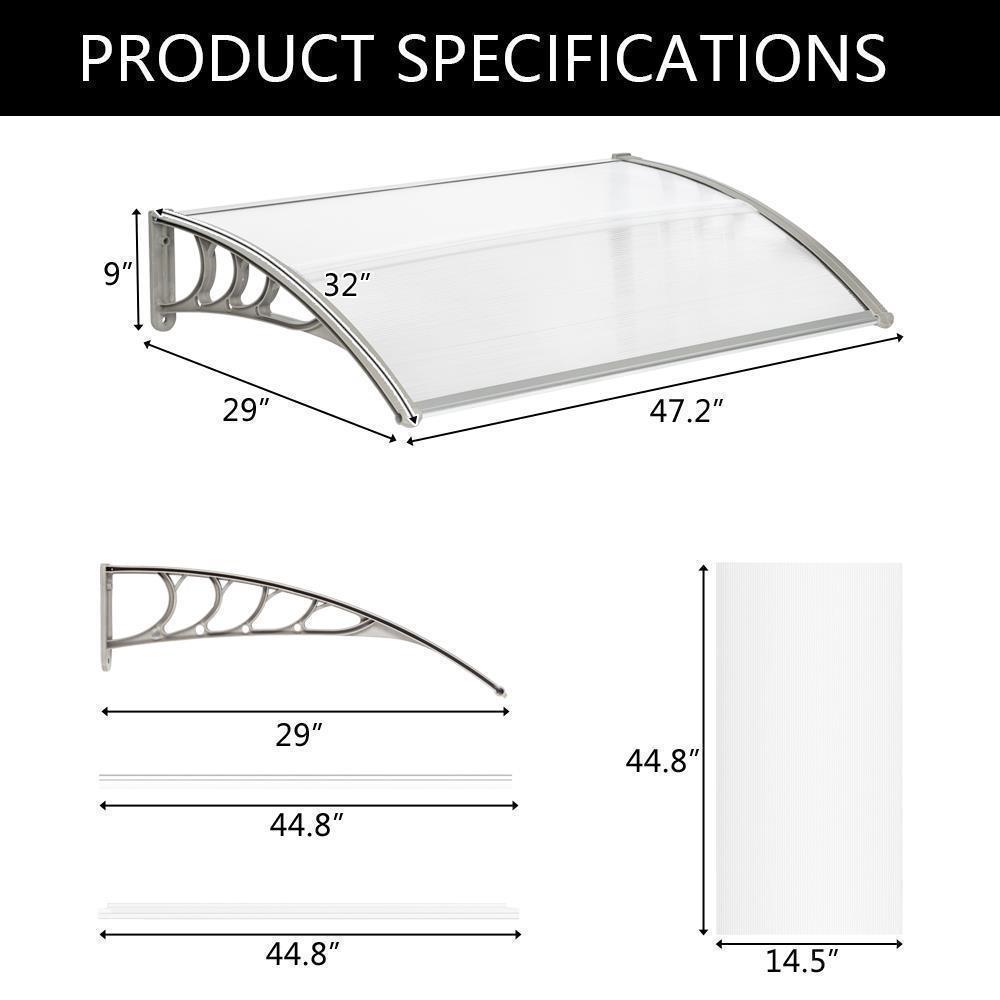 PVC Over Door Canopy Porch Front Rain Cover Awning Shelter Outdoor ...