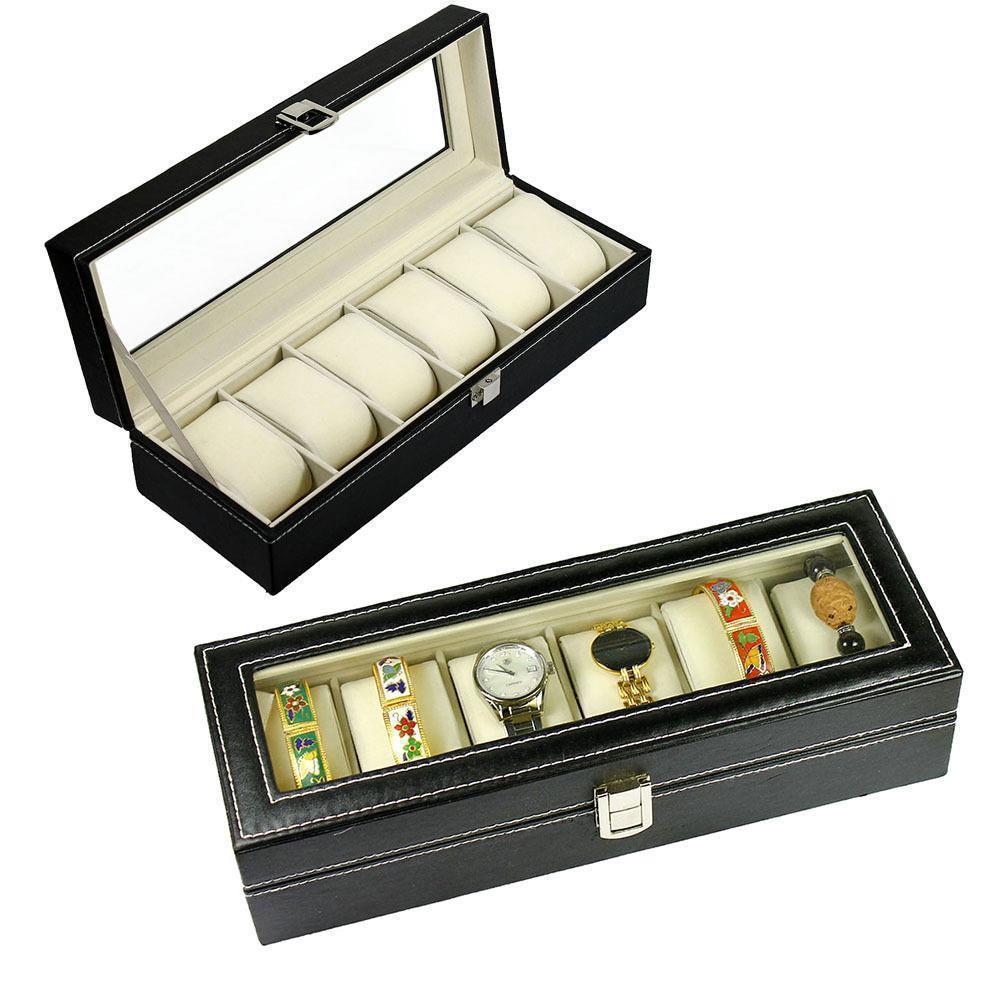 6/10/12/20/24 Slot Wrist Watch Box Top Storage Display Case Organizer ...
