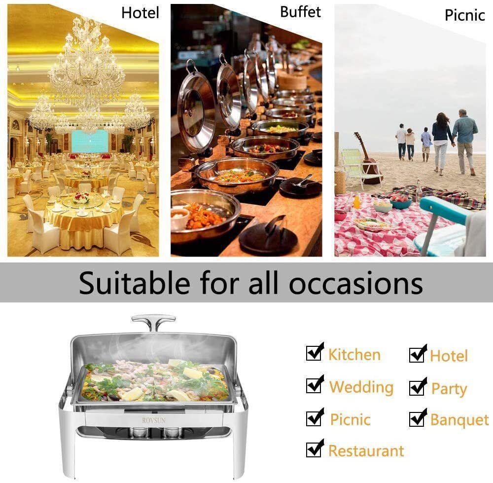Stainless Steel Chafer Chafing Dish Buffet Set Catering Roll Top Full ...