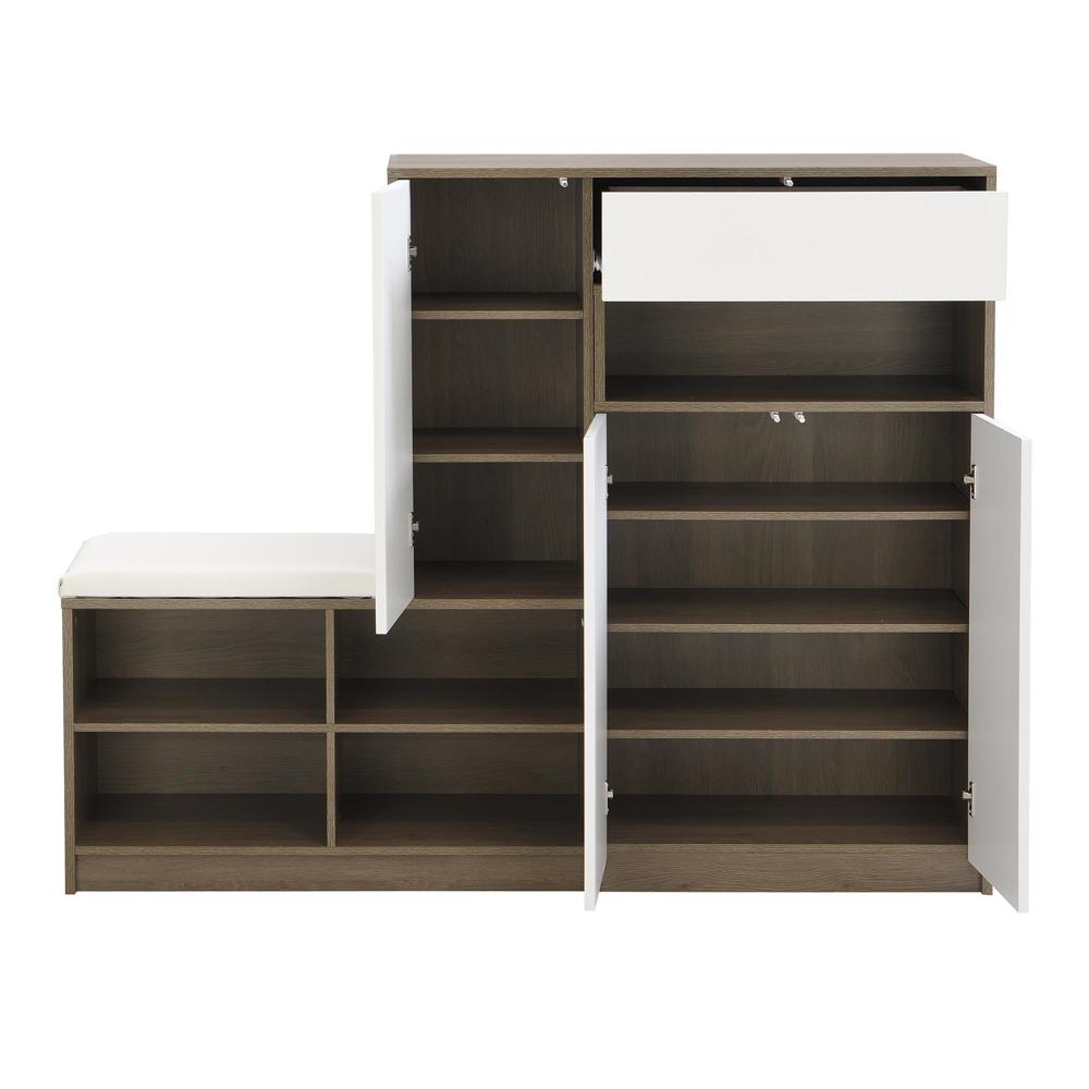 2-in-1 Shoe Storage Bench&Shoe Cabinets w/Padded Seat and Adjustable ...