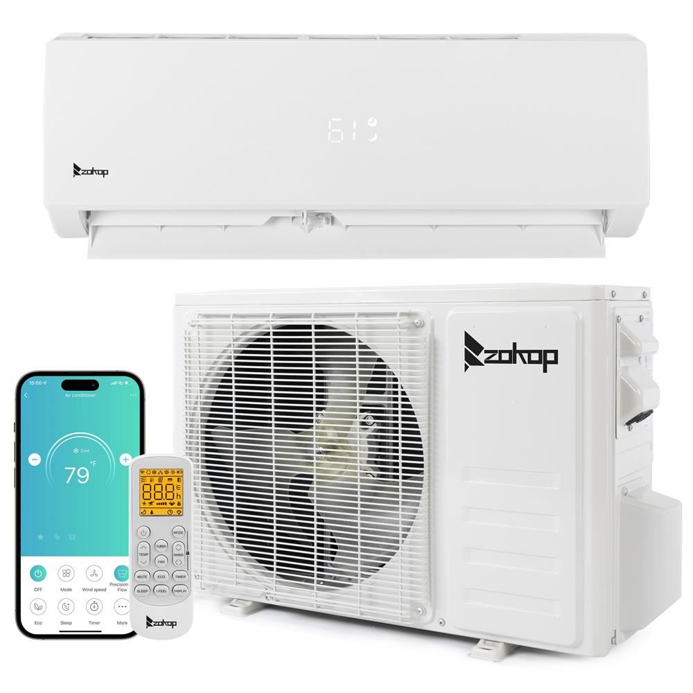 Zokop 19 Seer 9000 -24000 BTU Mini Split Air Conditioner Heat Pump ...