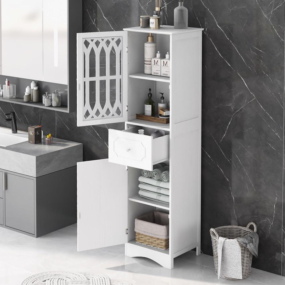 Tall Bathroom Cabinet Freestanding Storage Cabinet with Drawer eBay