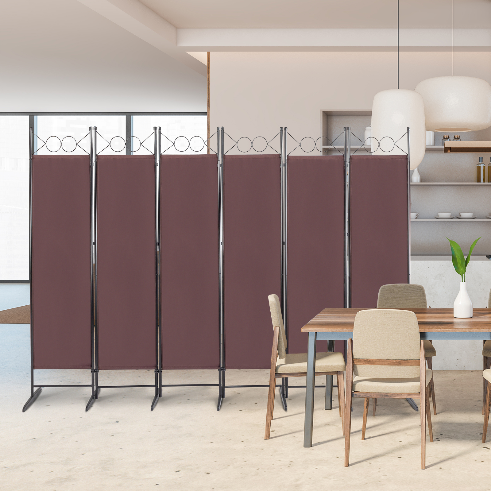 6 Panel Room Divider Folding Privacy Screen for Home Office Separator ...