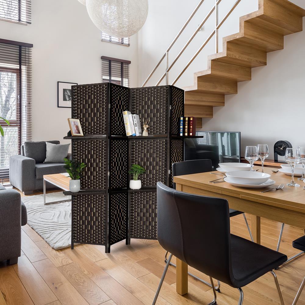 6FT Tall Folding Rattan Room Divider Screens w/ Partition Wall 2 ...