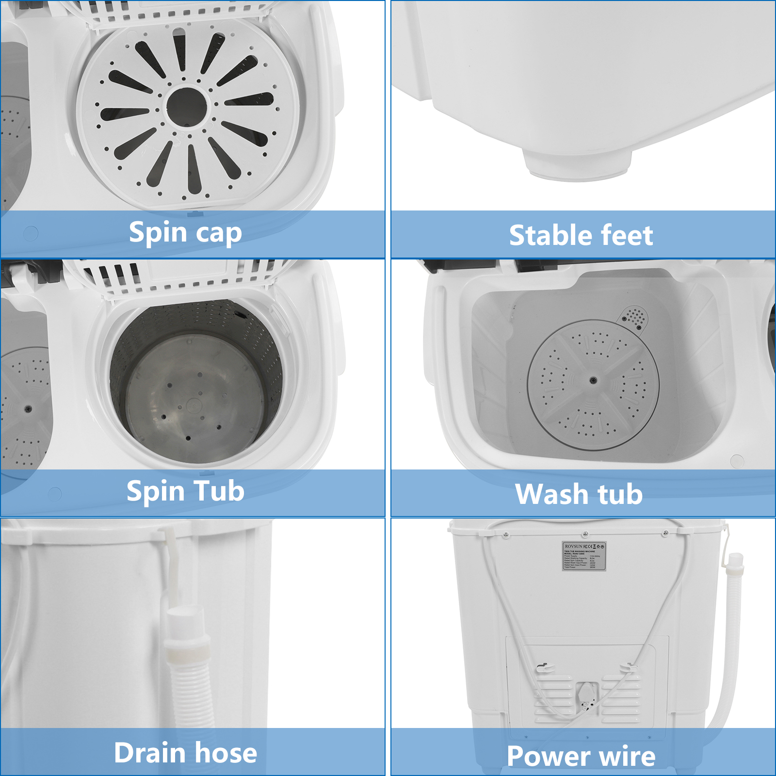 ROVSUN 15LB Portable Washing Machine, Mini Washer with Spin Dryer ...