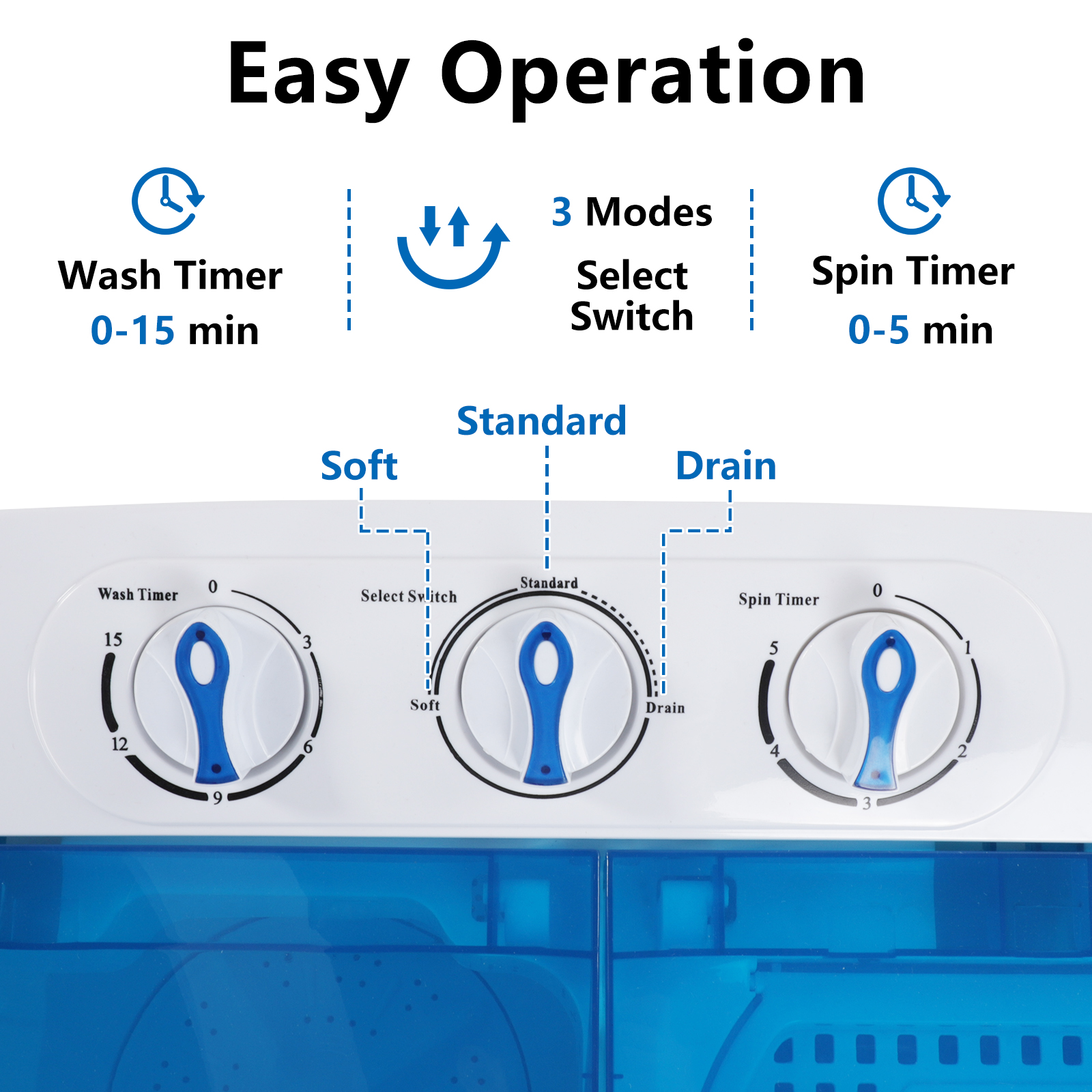 ROVSUN 15LB Portable Washing Machine, Mini Washer with Spin Dryer ...