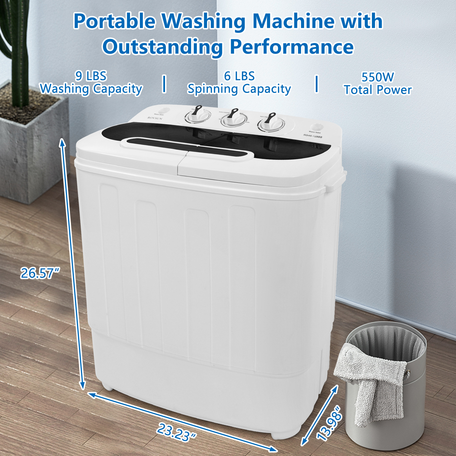 ROVSUN 15LB Portable Washing Machine, Mini Washer with Spin Dryer ...