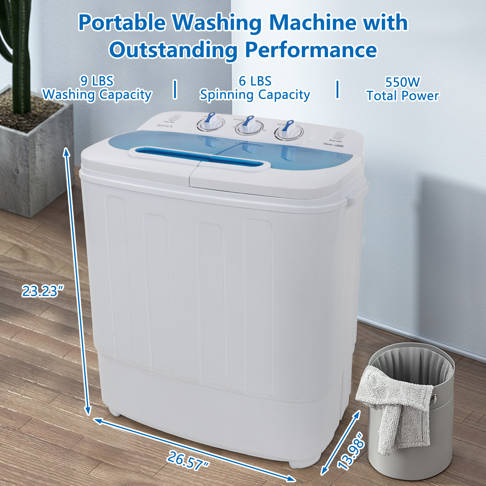 ROVSUN 15LB Portable Washing Machine, Mini Washer with Spin Dryer ...
