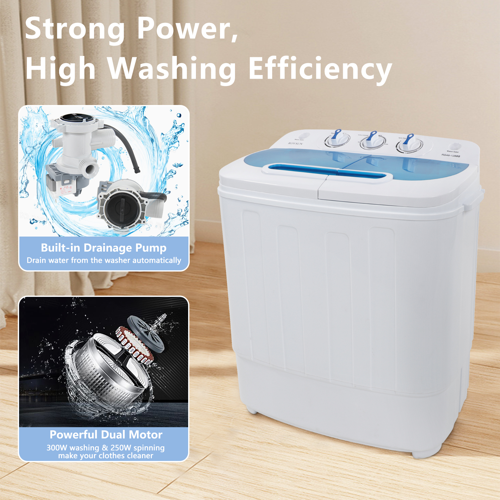 ROVSUN 15LB Portable Washing Machine, Mini Washer with Spin Dryer ...