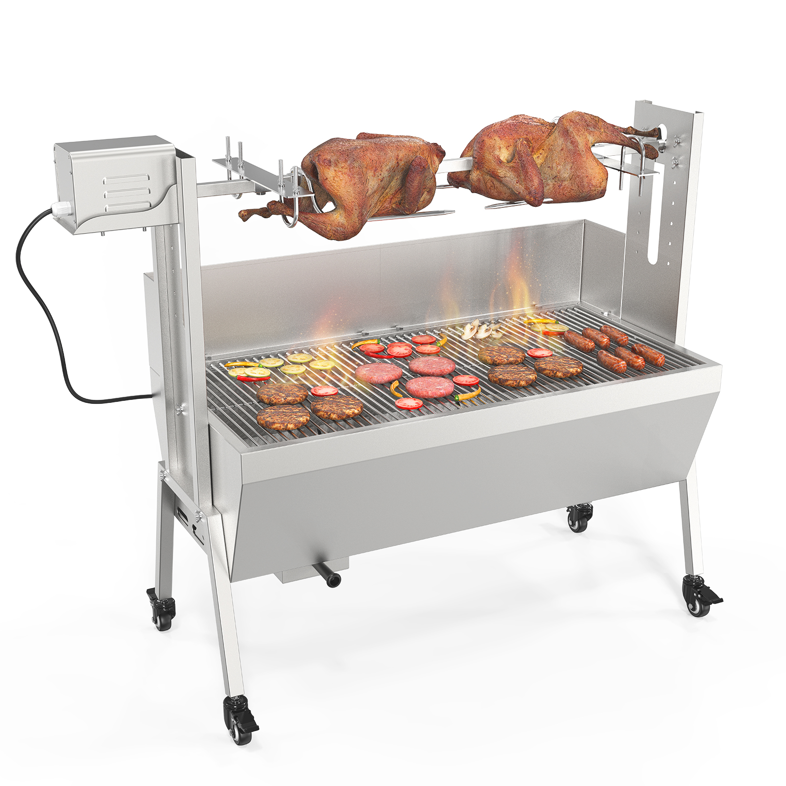 176 Lbs Electric Rotisserie Grill BBQ Pig Lamb Spit Roaster w/Baffle | eBay