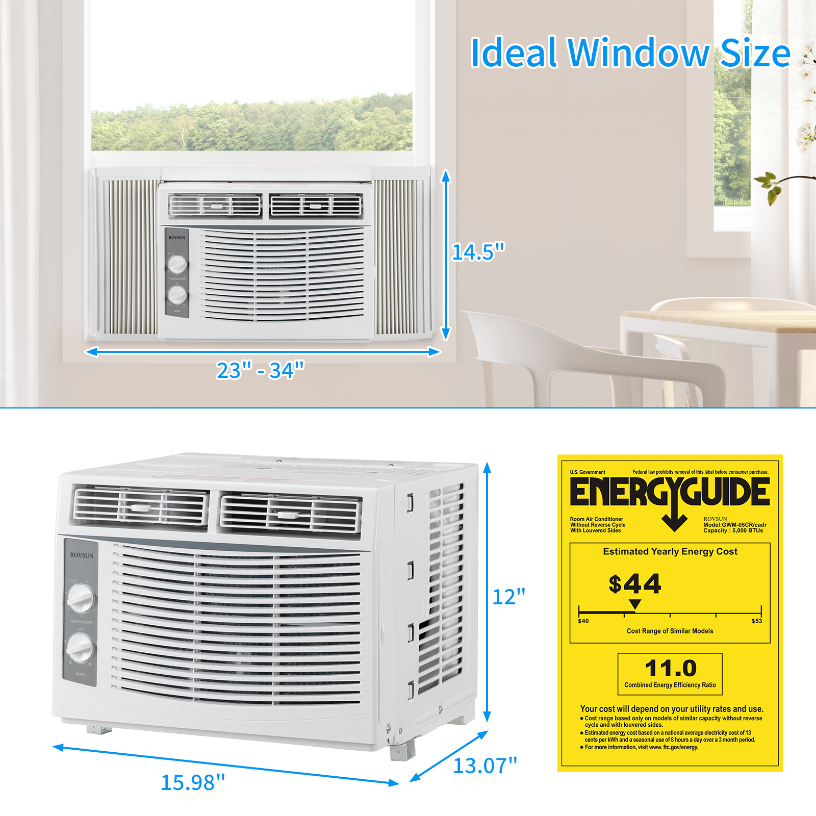 5000-6000BTU Window Air Conditioner, Energy-Saving Window AC Unit ...
