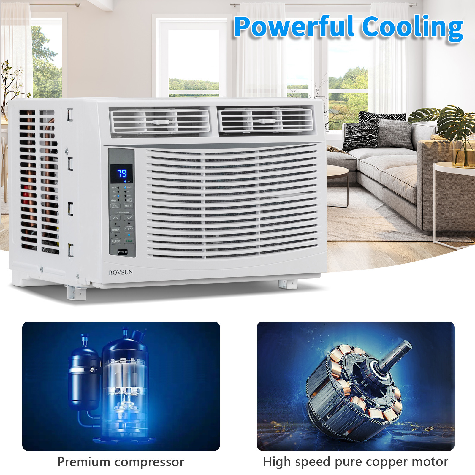 5000-6000BTU Window Air Conditioner, Energy-Saving Window AC Unit ...