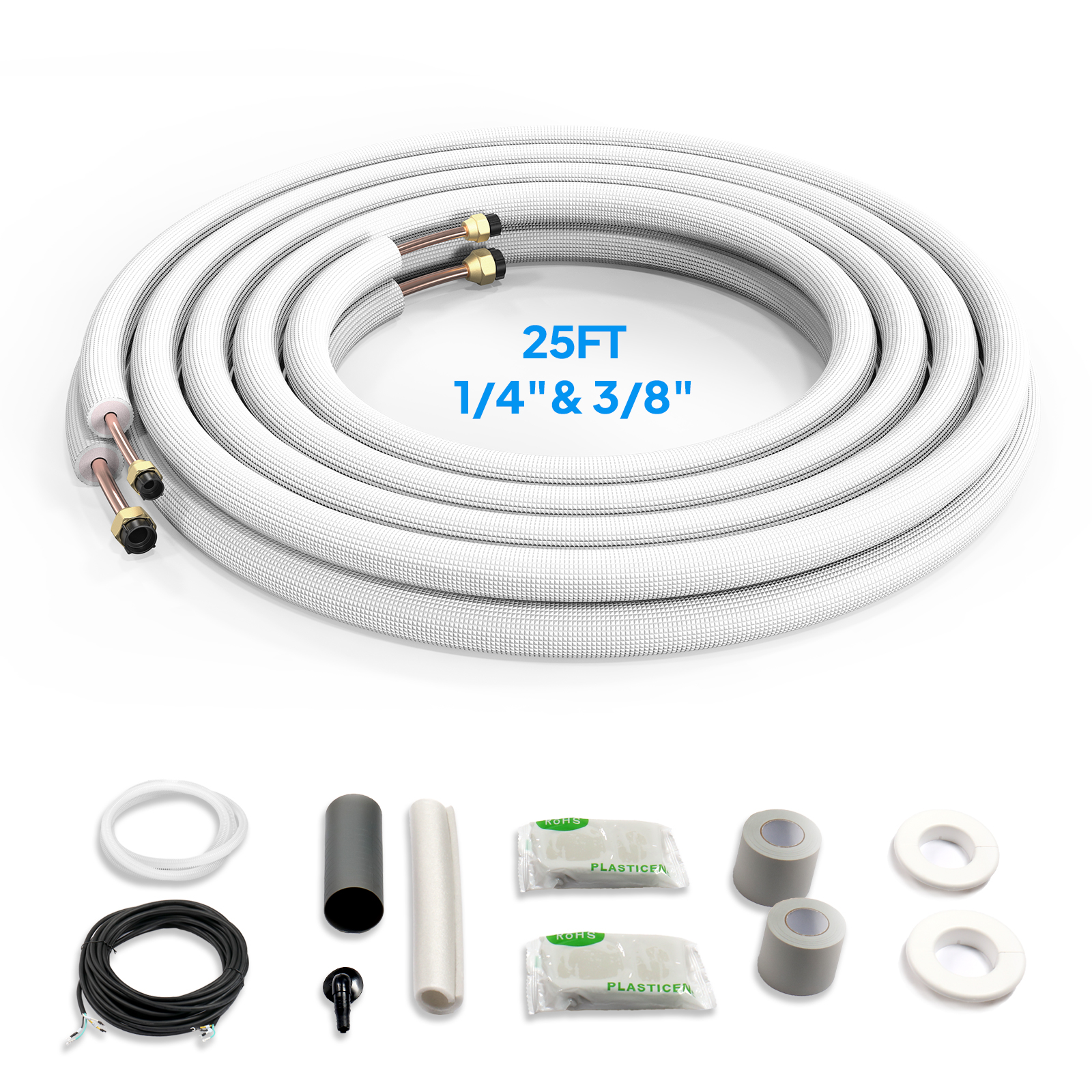 ROVSUN 25-50FT Mini Split Line Set, Copper Line Tube Line Pipe with ...