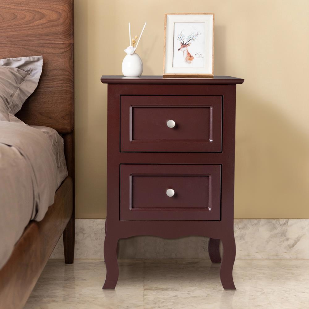 Set of 2 Bedroom Bedside Table Nightstand End Side Organizer 2 Drawers ...